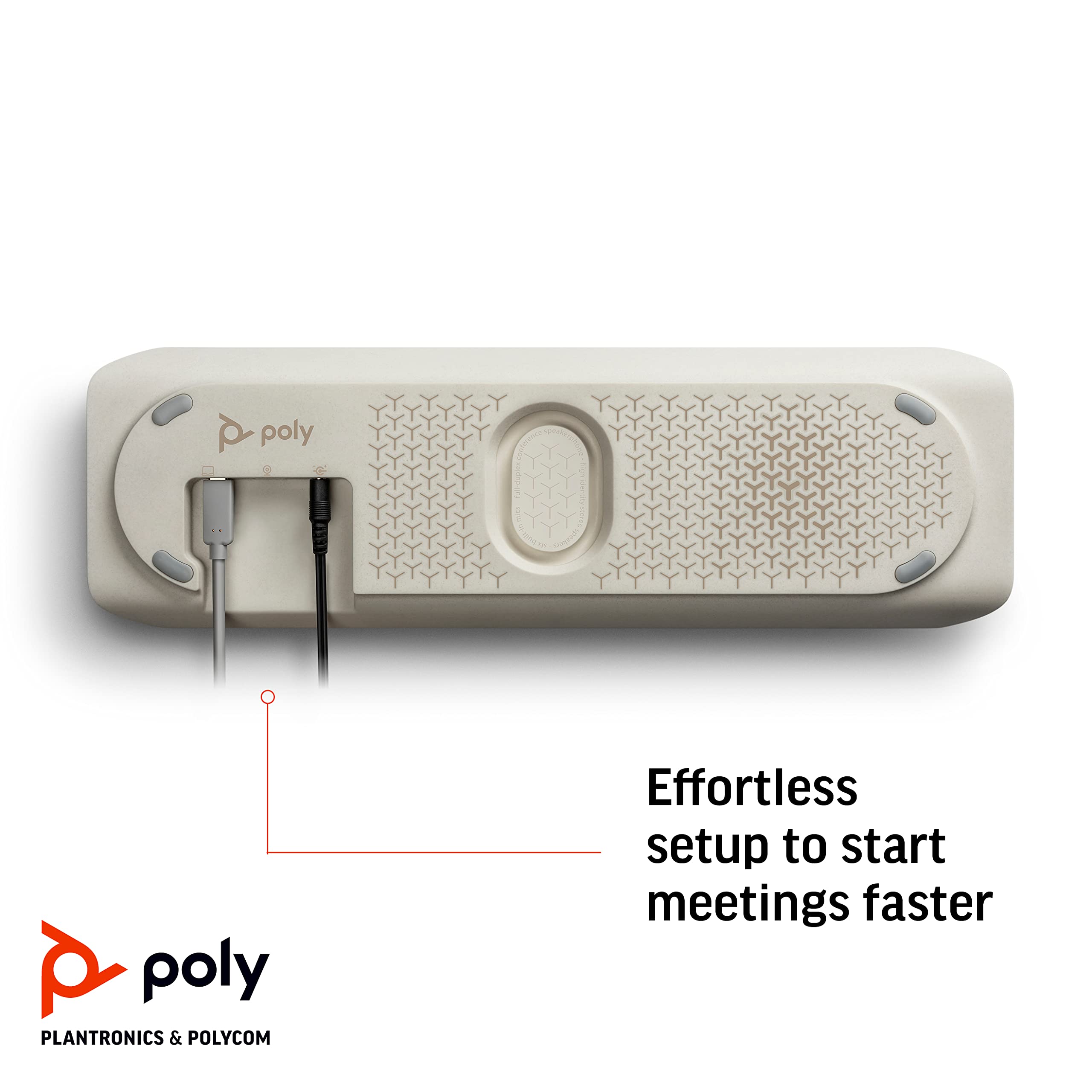Poly - Sync 60 Smart Speakerphone for Conference Rooms (Plantronics) - Connect to PC/Mac via Combined USB-A/USB-C Cable, Smartphones via Bluetooth - Works with Teams (Certified), Zoom & More