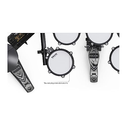 NuX DM-210 All Mesh Head Entry-Level Recordable Digital Drum Kit with Mesh Drum Pads, Independent Kick Drum, Diverse Sound Library, and Coach Function