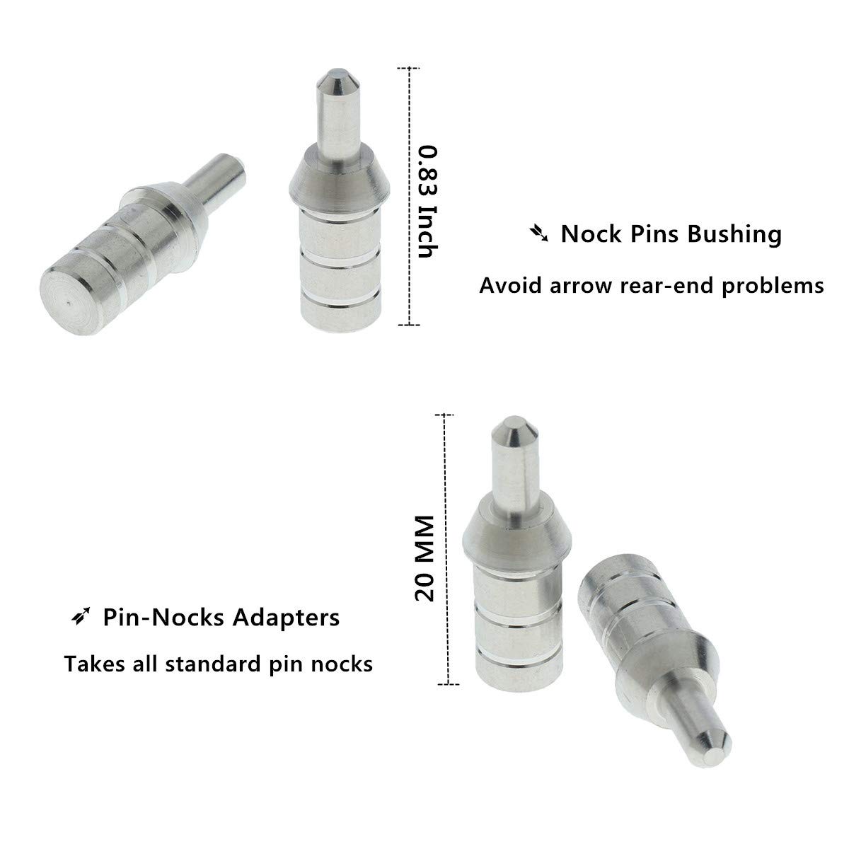 Letszhu Archery Pin Nocks Adapter Bushing for ID 6.20mm/.244β Inches Arrow Shafts (25 Pack Adapters)