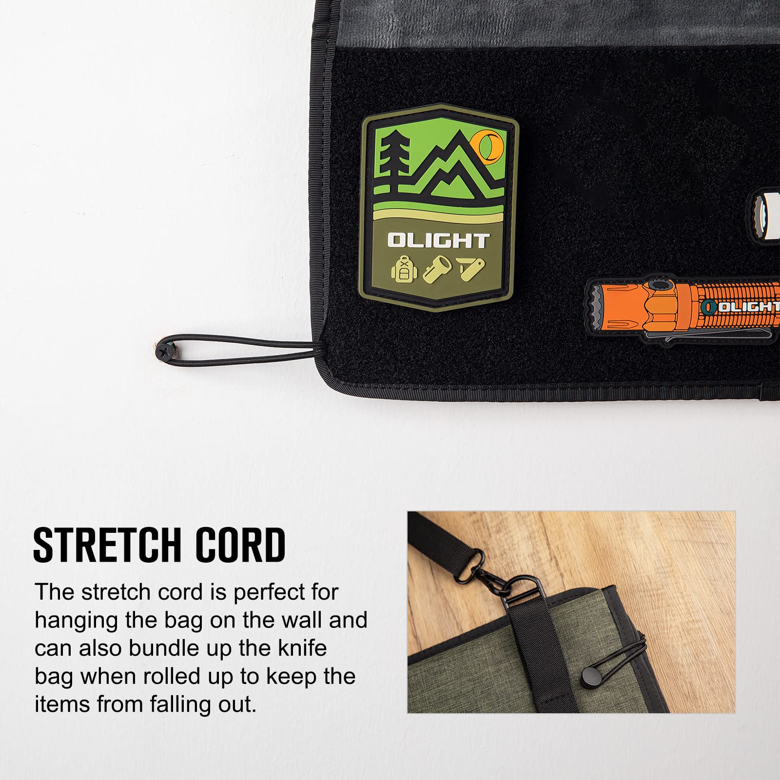 OLIGHT Exploit Multifunctional Knifebag, EDC Display Storage Bag with Detachable Pouch, Double-Layer Large-Capacity Organizer with 20 Slots for Pocket Flashlights and EDC Tools (ODG)