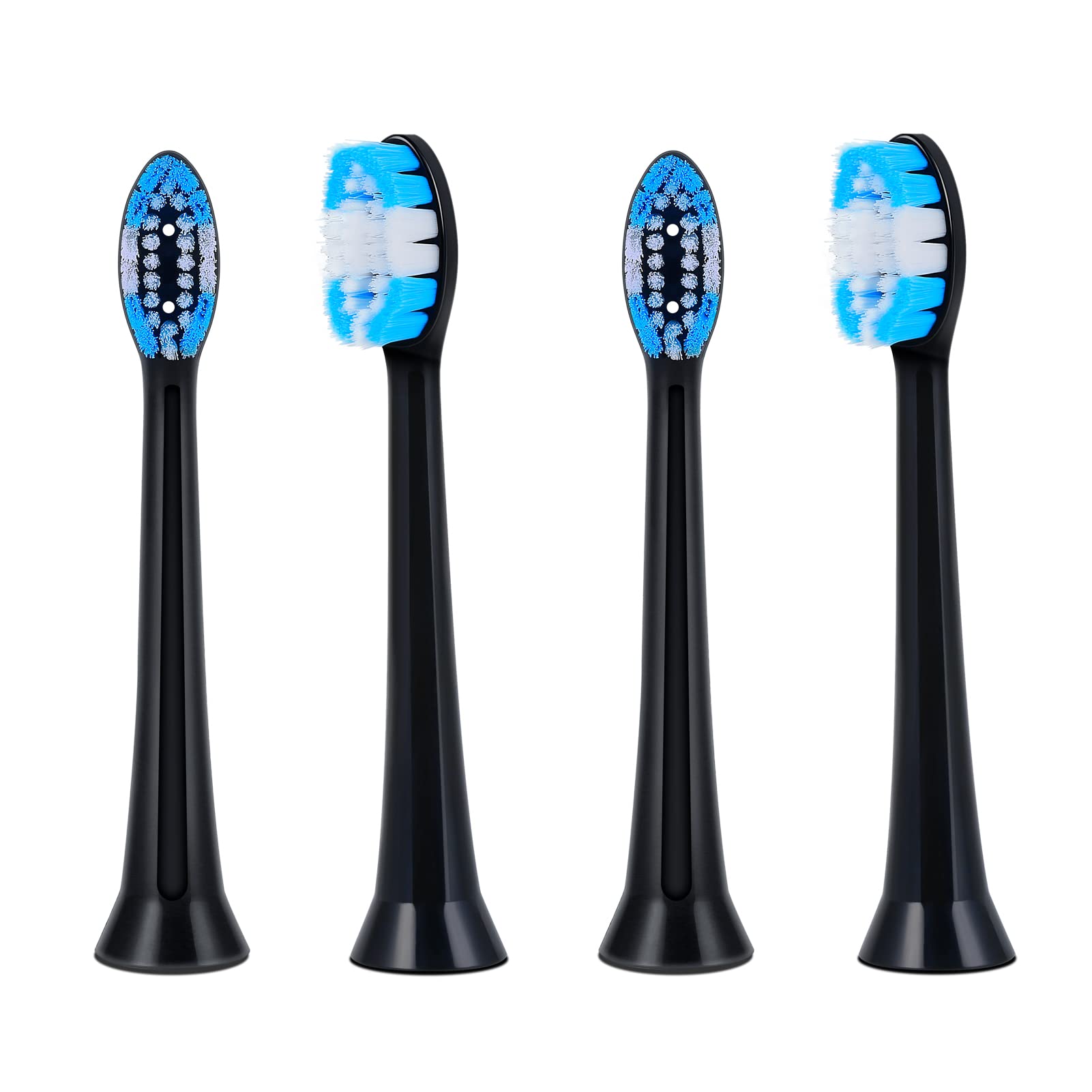 Toothbrush Head Compatible for MaroAkvo Soft Flossing Flossing Toothbrush, 4 Pieces (Black)