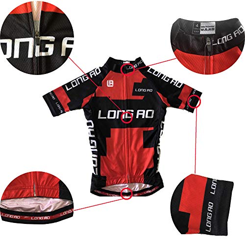 LONG AO Children Cycling Jersey Short Sleeve (red, 8XS)