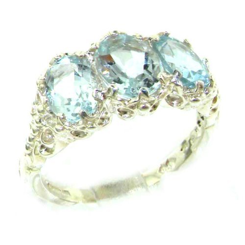 LetsBuyGold 925 Sterling Silver Natural Aquamarine Womens Promise Ring - Size 6.5