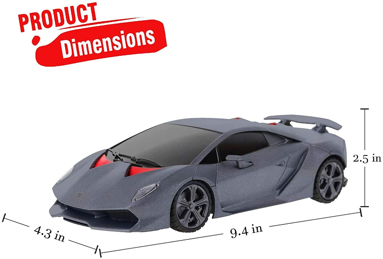 Lamborghini Sesto Elemento RC Car 1:24 Scale Remote Control Model Vehicle, 2.4Ghz - Grey