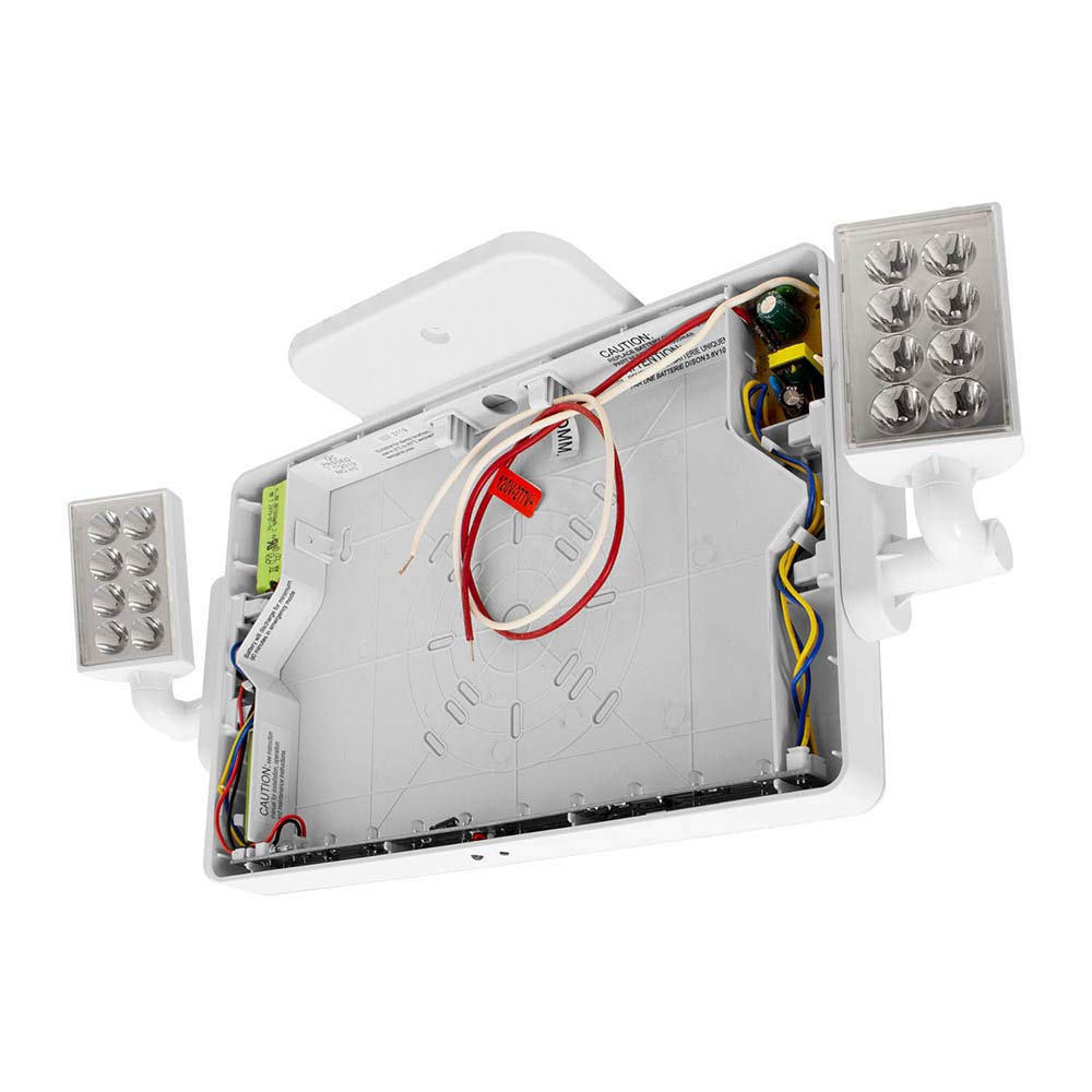 LFI Lights | Thin Combo Red Exit Sign with Emergency Lights | White Housing | All LED | Two Adjustable Heads | Hardwired with Battery Backup | UL Listed | (4 Pack) | COMBOT-R