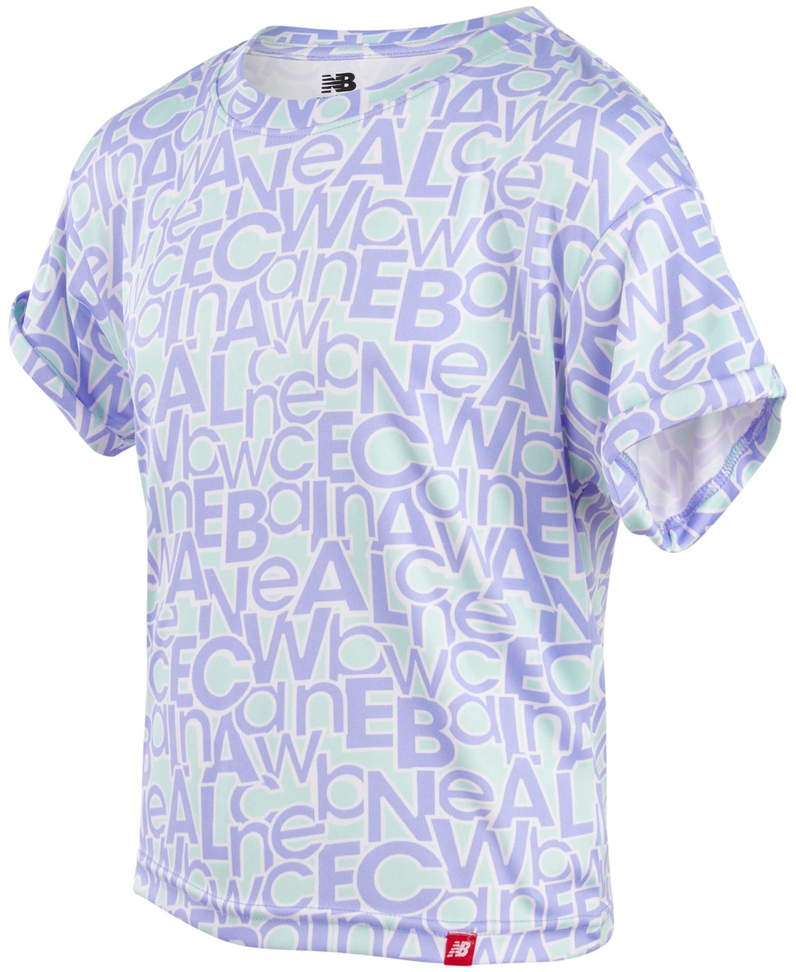 New Balance Girls' Active Shorts Set - 2 Piece Performance T-Shirt and Gym Shorts (4-12), Size 7/8, Light Surf/Vibrant Violet