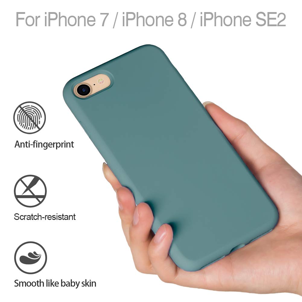 Miracase iPhone SE Case 2022/2020,iPhone 8 case,iPhone 7 Silicone Case Gel Rubber Full Body Protection Case Drop Protection for Apple iPhone SE 2022/2020/8/7(4.7")(Midnight Green)