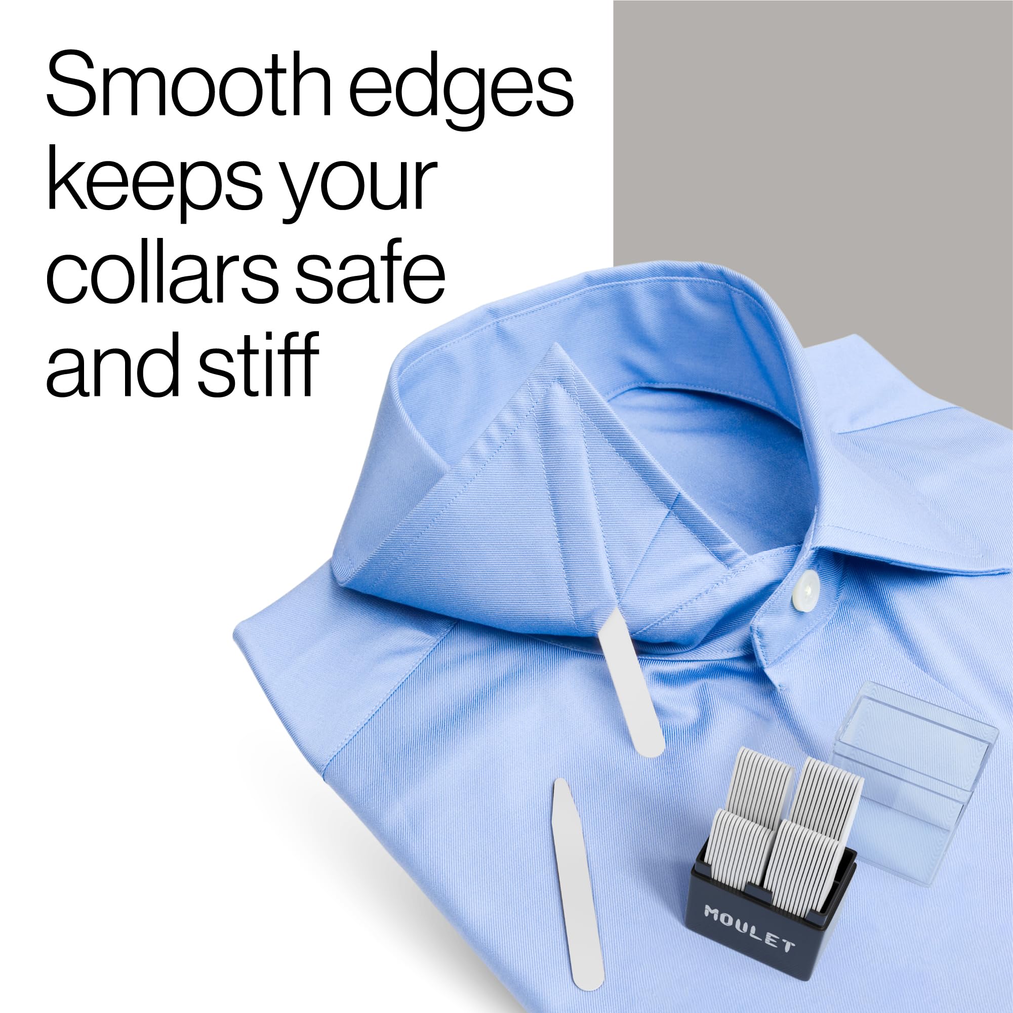 Moulet 56 Collar Stays for Men's Dress Shirts - Premium Dress Shirt Collar Inserts, 4 Sizes - Plastic Collar Stays for Men (Plastic)