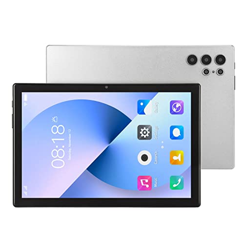 MAVIS LAVEN WiFi Computer Tablet, 8 Core MT6753 CPU 8MP 24MP Dual Camera Tablet 100-240V US Plug 128GB ROM Dual Speakers for Office (Silver Gray)