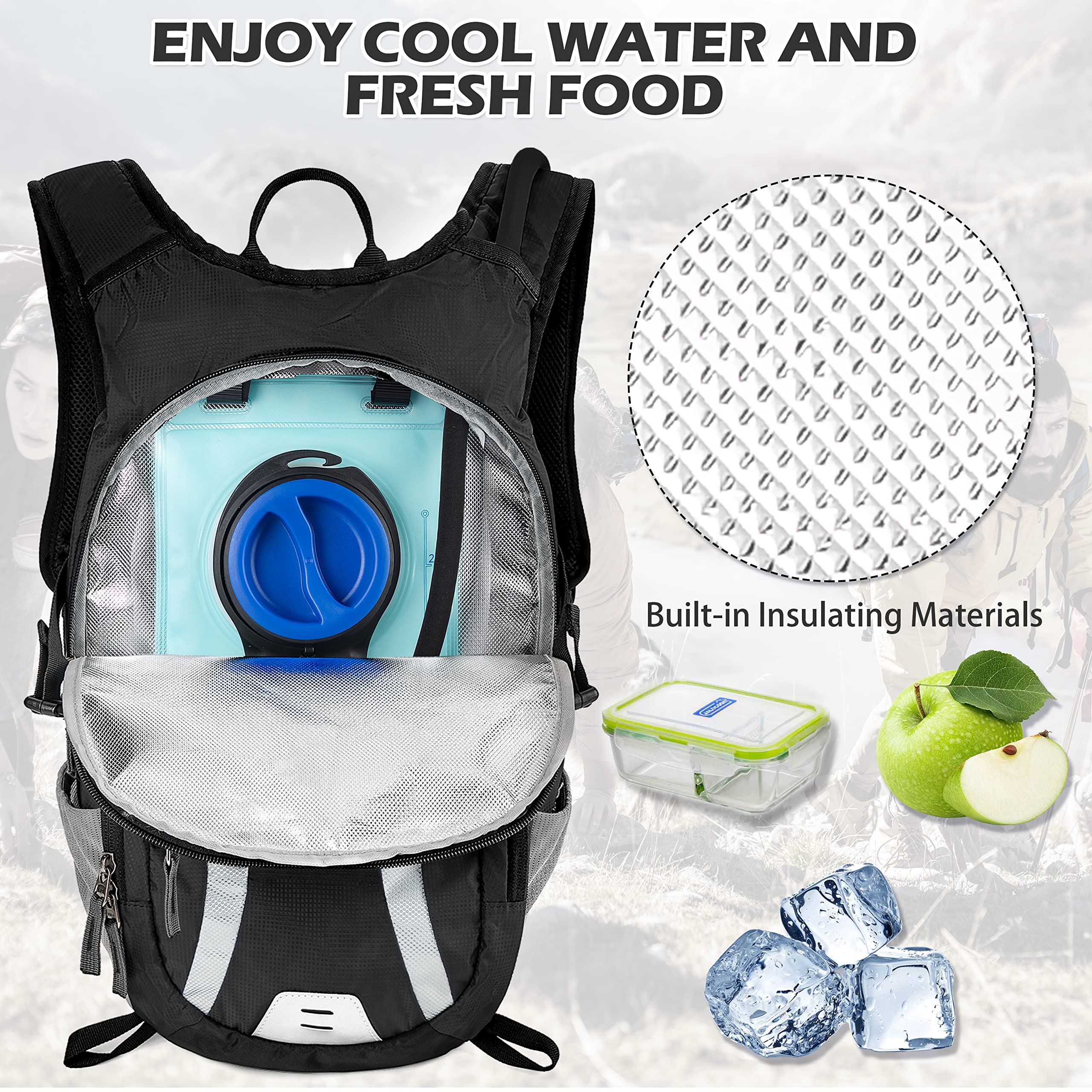 Miracol Hydration Backpack with 2.5L Water Bladder, Insulated Water Backpack Hydration Pack for Hiking Biking Cycling Skiing for Men Women Kids