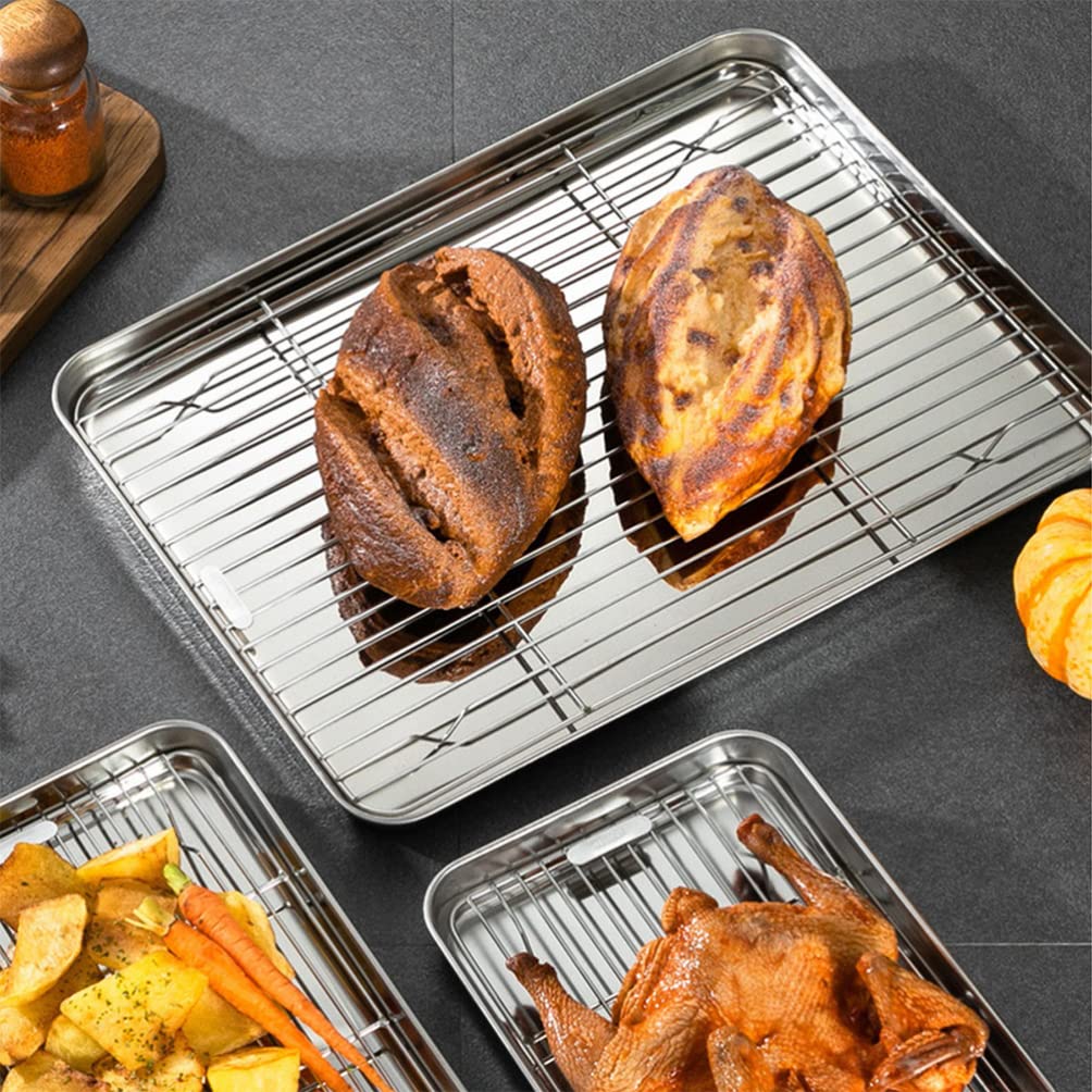 Stainless Steel Grid Wire Rack Cooling Rack Nonstick Wire Baking Rack Metal Mesh Cookie Rack Mesh Oven Rack for Cooking Drying Roasting Grilling