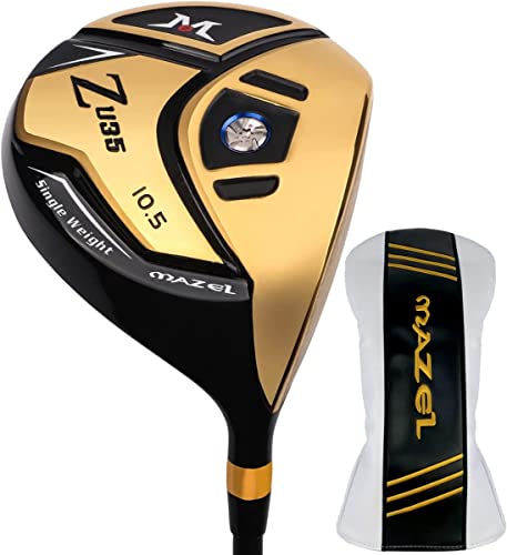 MAZEL Titanium Golf Drivers for Men,Right Handed,460CC (Right, Graphite(Golden Head), Middle (SR), 10.5)
