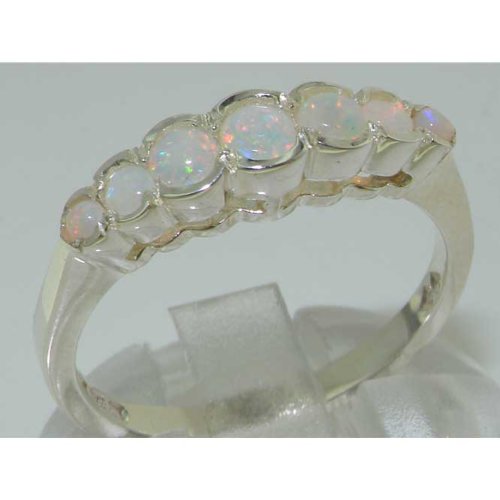 LetsBuyGold 925 Sterling Silver Natural Opal Womens Anniversary Ring - Size 7.25