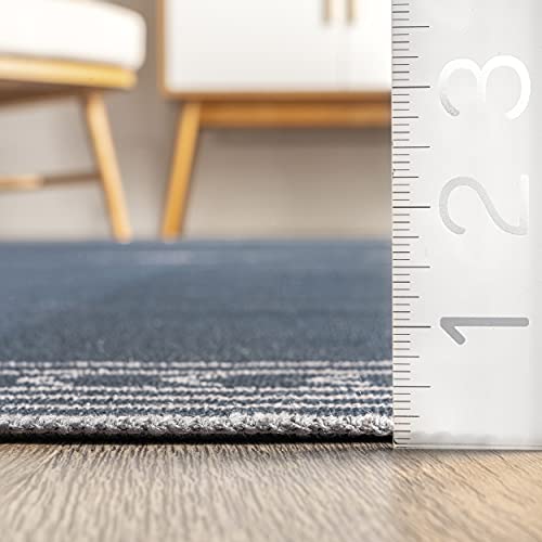 nuLOOM Arina Machine Washable Global Inspired Simplistic Tribal Ultra Thin Area Rug, 8' x 10', Navy