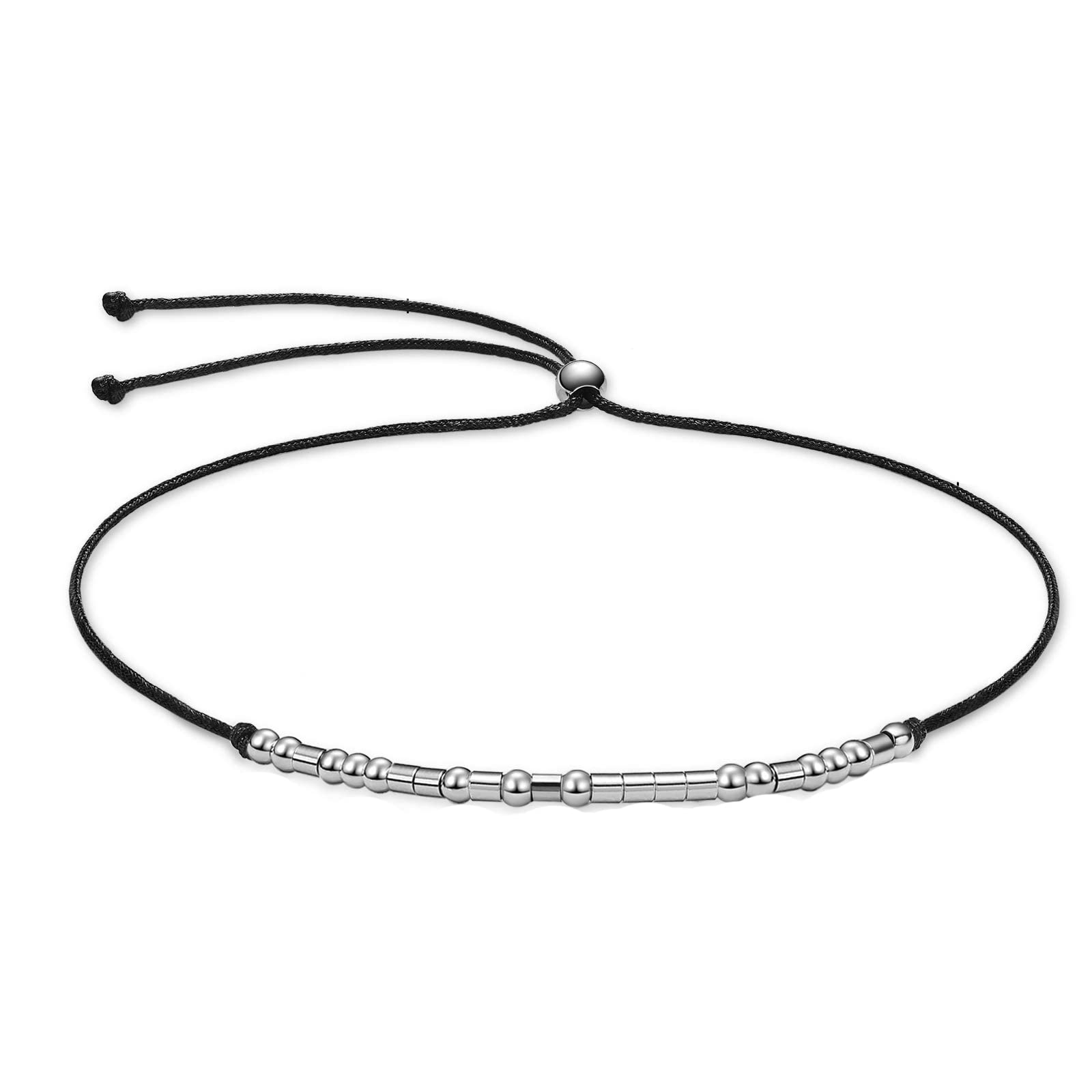 Ldurian Morse Code Bracelet for Women- Fuck Off Inspirational Morse Code Bracelets Ajustable string Bracelet Secret Message Friendship Gifts