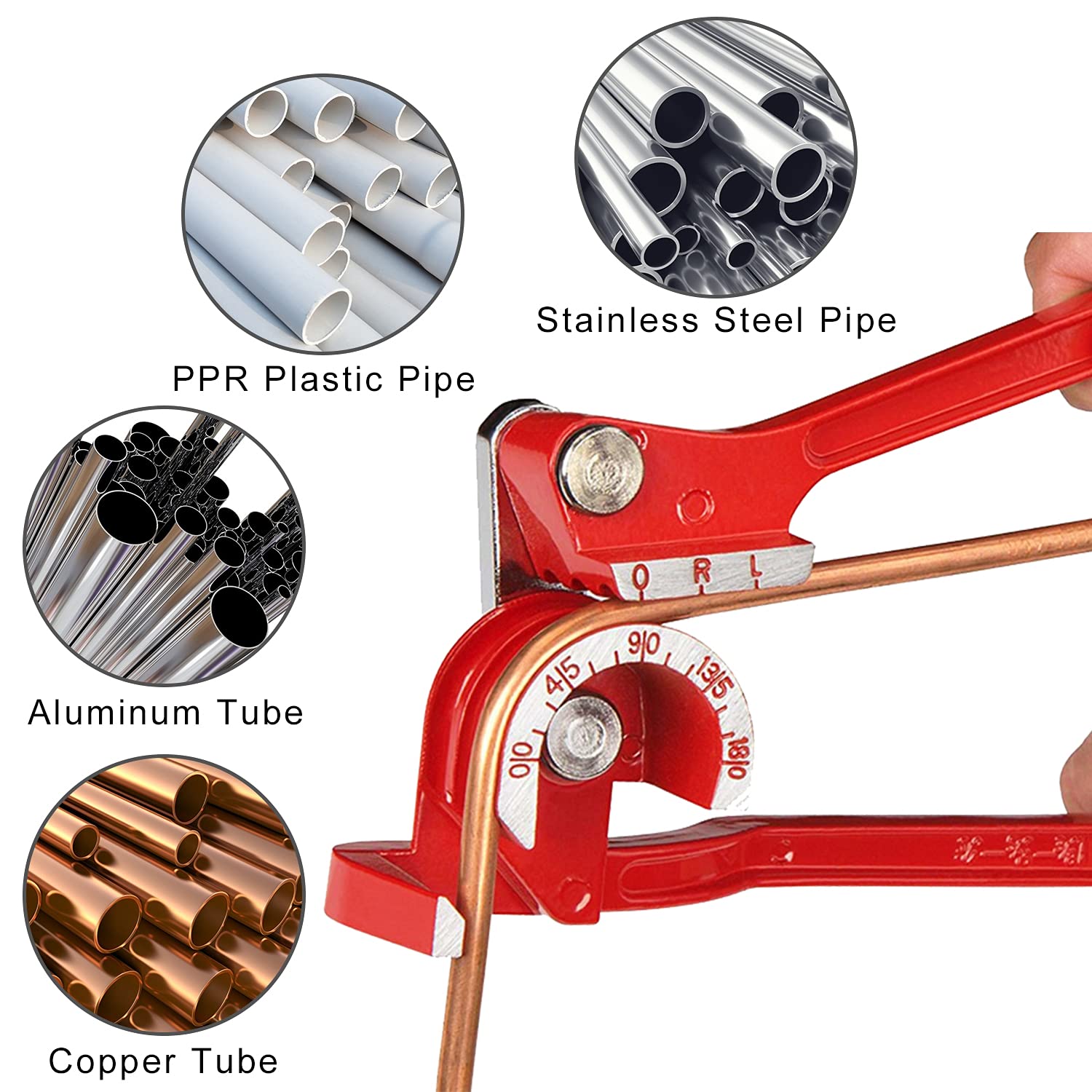 Sufford 180 Degree Tubing Bender 3-in-1 Heavy Duty Tube Bender Brake Line Bending Tool For 6,8,10mm Tubes Stainless Steel Red