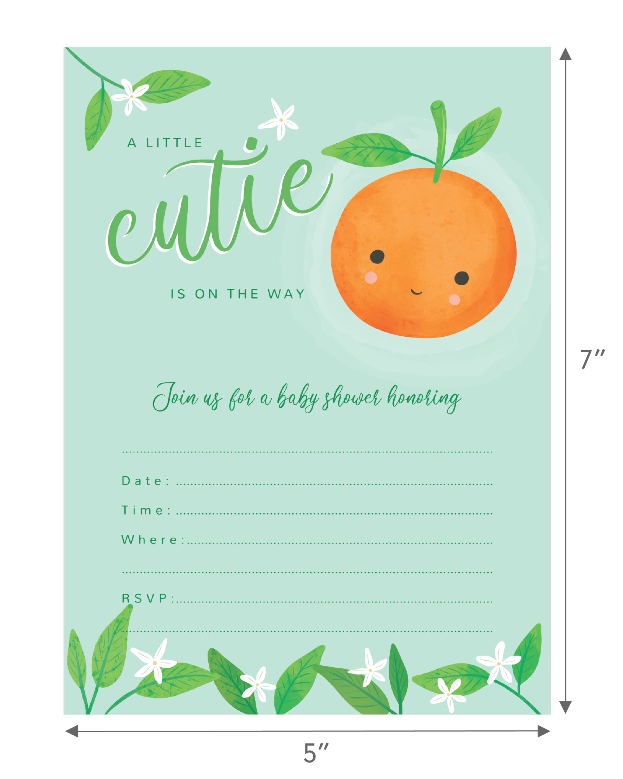 Wish Clover Little Cutie Baby Shower Invitations Fill-In Style (24-Count) Envelopes Included
