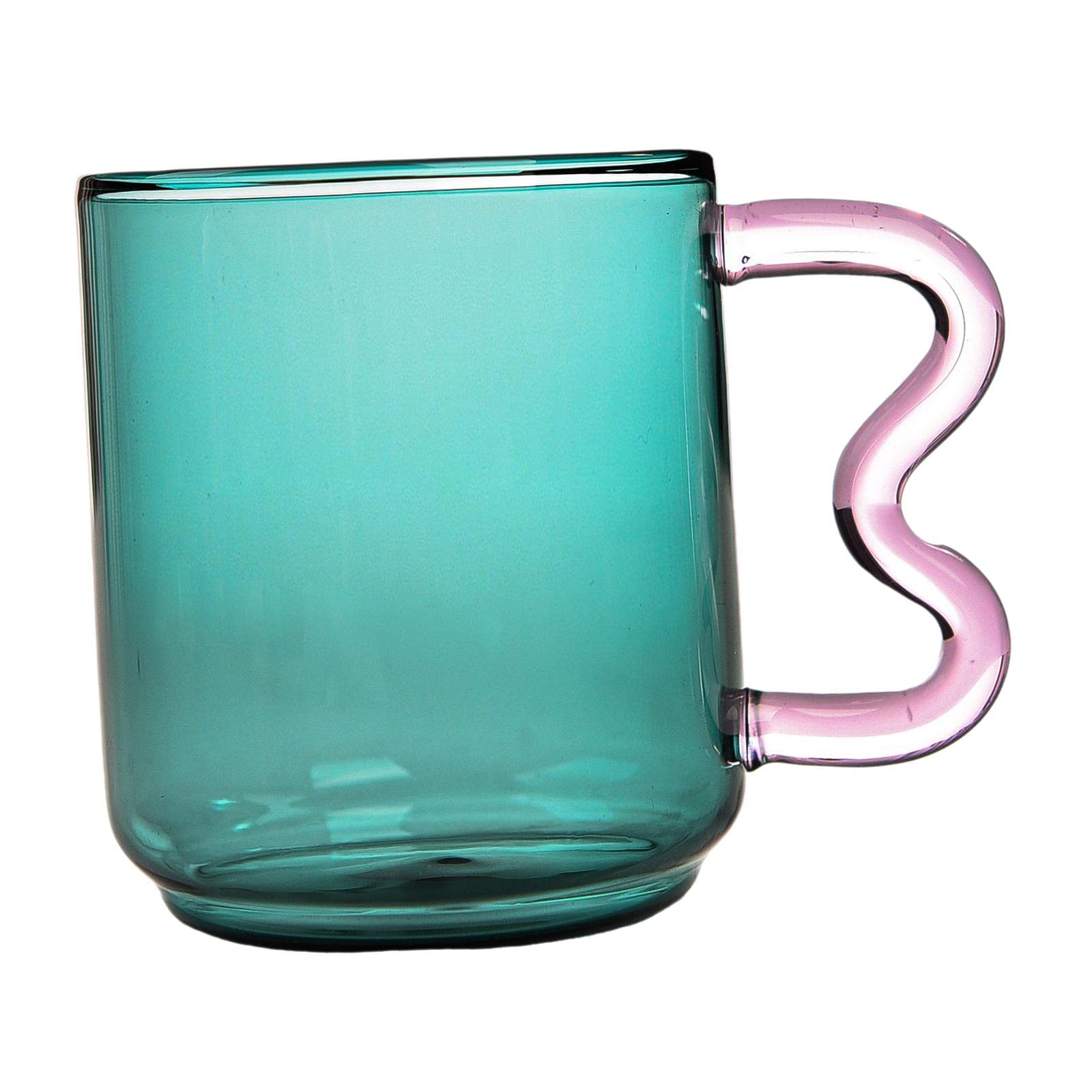 SM SunniMix Borosilicate Glass Mug Water Tumbler Cup Drinkware with Creative Ear Handle 15oz/450 Mugs for Christmas Thanksgiving Gift Kitchen Office, Green