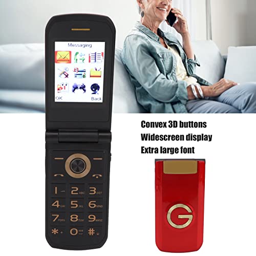 Tangxi Flip Phone for Seniors,Unlocked Senior Flip Cell Phone with Big Buttons GSM Flip Phone for Elderly,Fast Dial,Camera,Radio,Calculator,Calendar (Red)