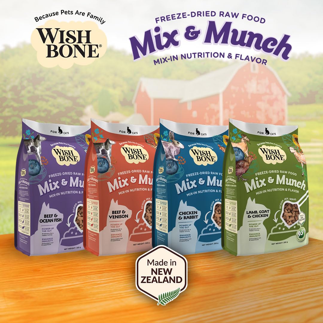 Wishbone Mix & Munch Raw Freeze-Dried Grain-Free Beef and Ocean Fish for Cats