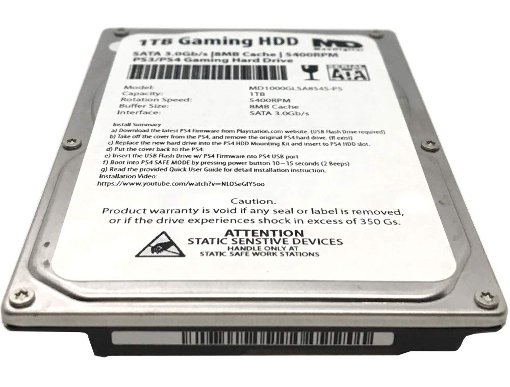 MaxDigitalData (MD1000GLSA854-PS) 1TB 5400RPM 8MB Cache (9.5mm) SATA 3.0Gb/s 2.5" Gaming Hard Drive (for PS3/PS4) - 2 Year Warranty
