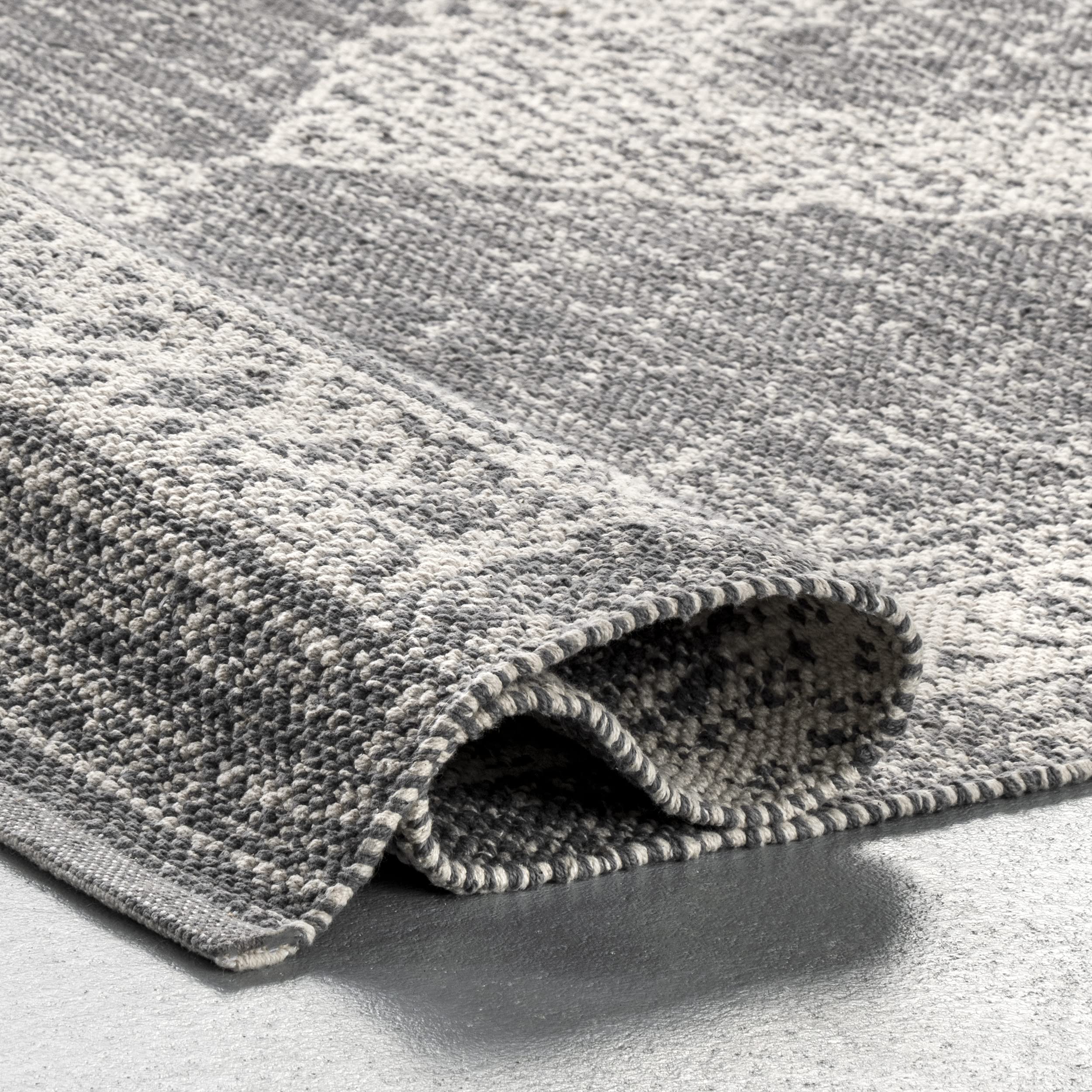 nuLOOM Ronnie Elegant Vintage Medallion Cotton Flatweave Area Rug, 8x10, Grey
