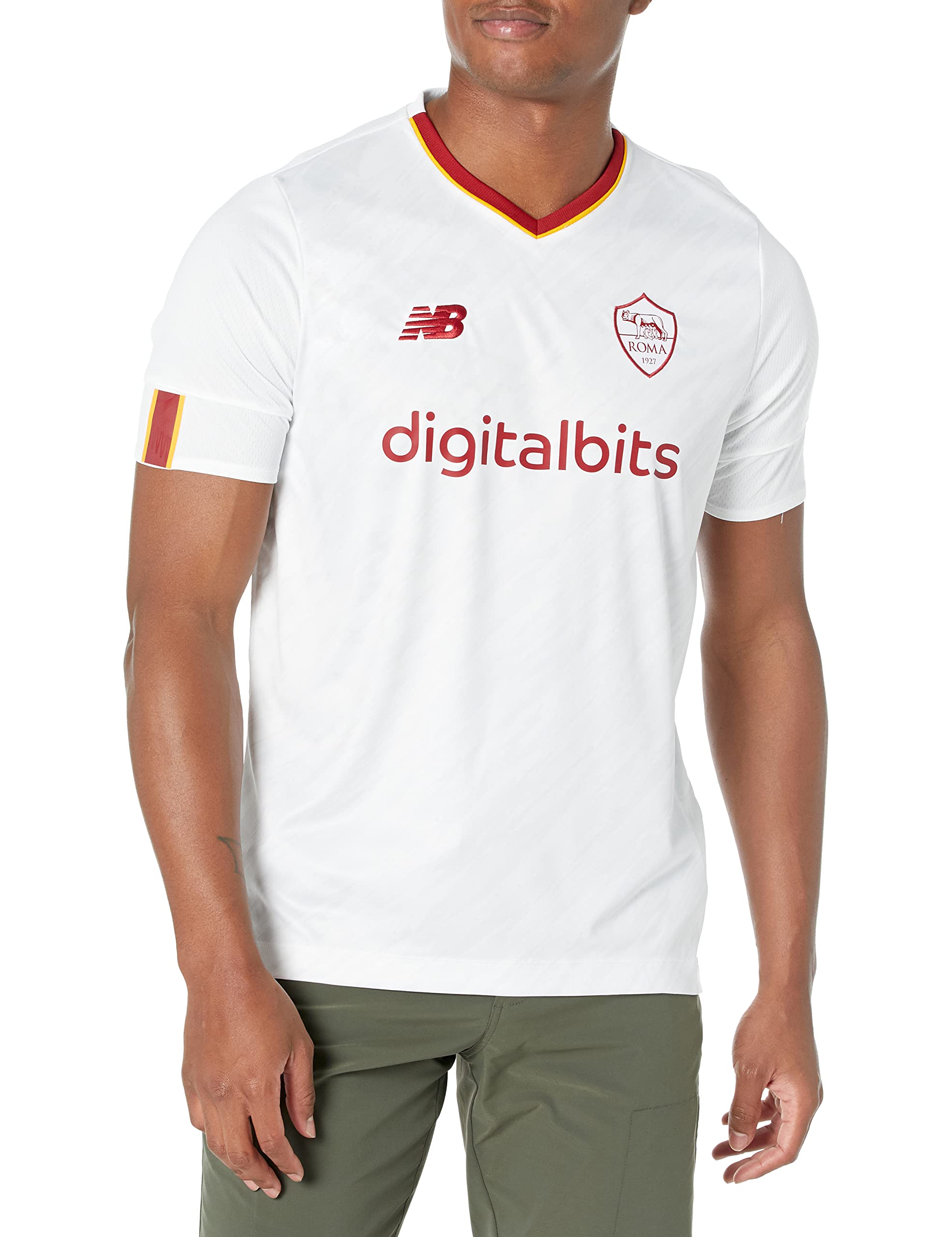 New Balance Men's AS Roma Short Sleeve Jersey 22, Away, Large