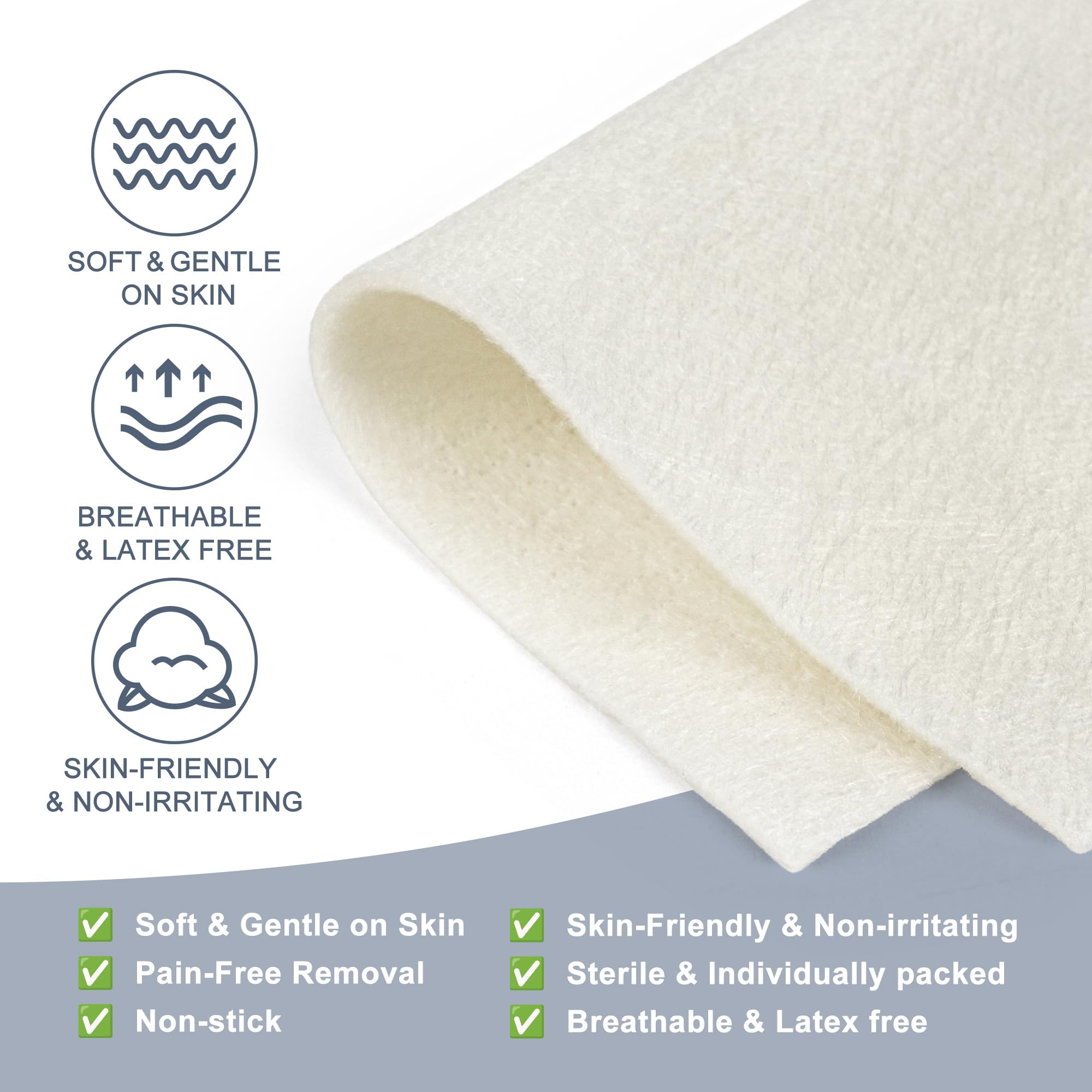 LotFancy Calcium Alginate Wound Dressing Pads, 4β x 8β Patches, 5-Count, Non-Stick Padding, Highly Absorbent, Comfortable, Flexible, Gentle on The Skin, Sterile, Faster Healing