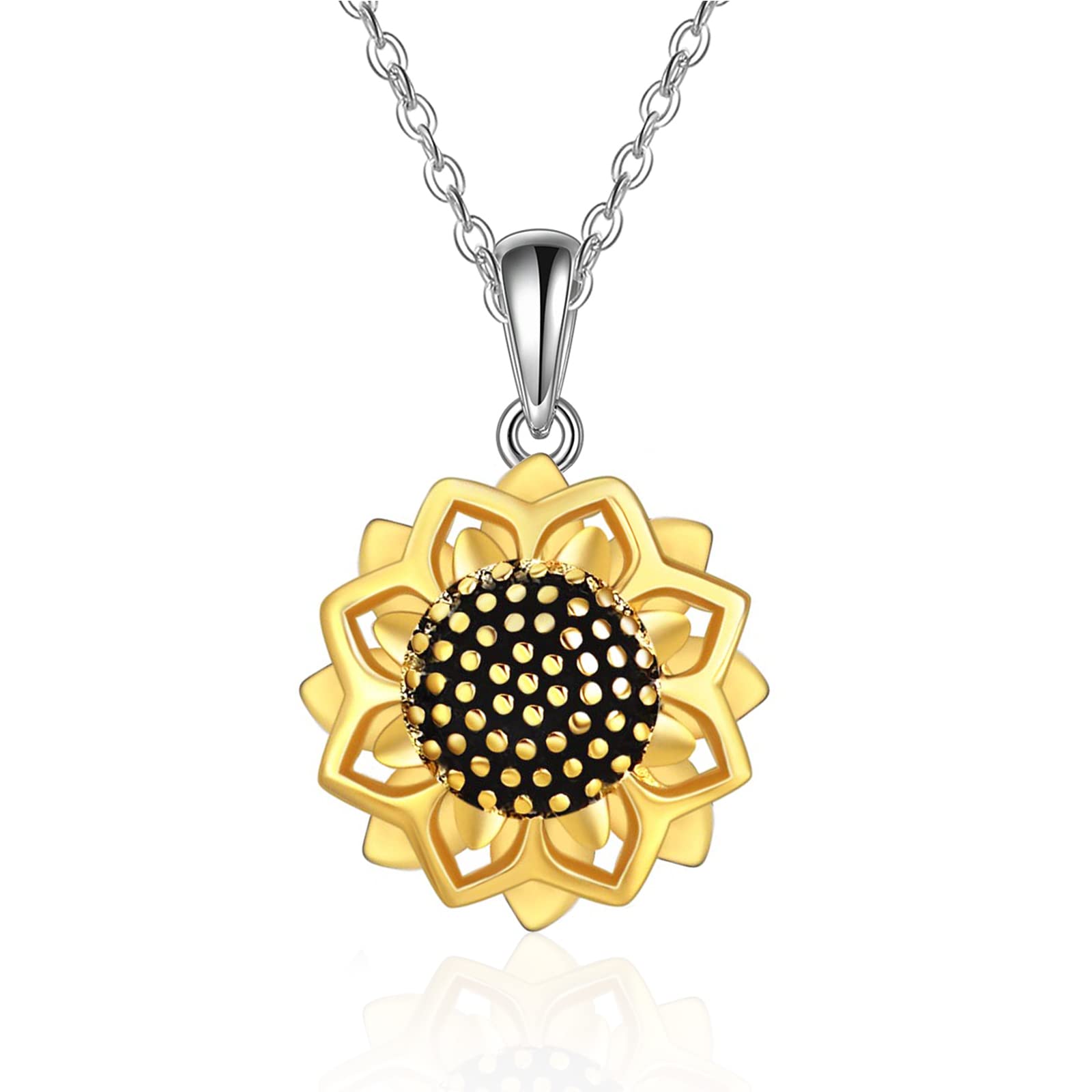 POPLYKE Sunflower Necklace for Women 925 Sterling Silver Sunflower Jewelry You are My Sunshine Gifts Daughter Sister