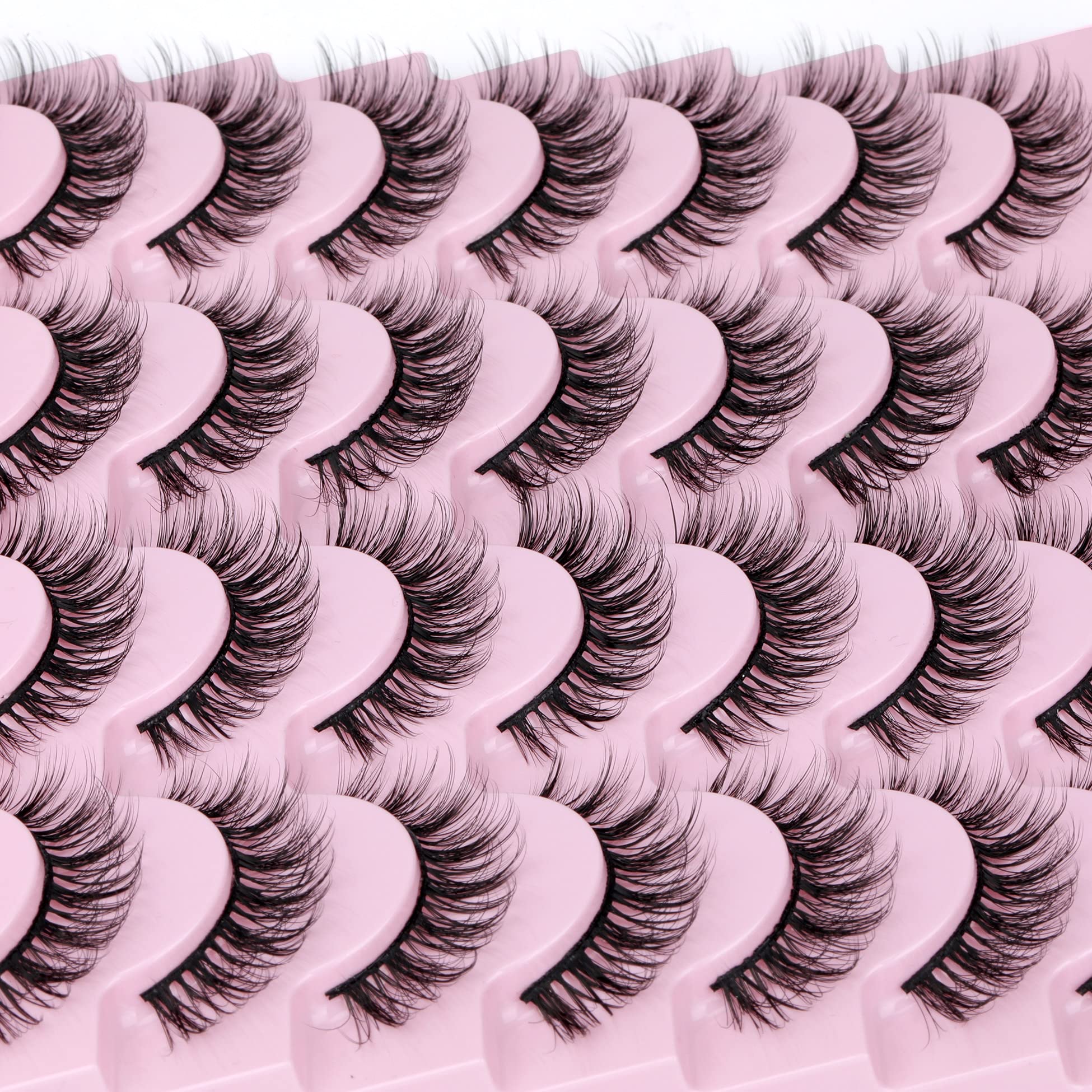 Wispy Lashes 3D Eyelashes Natural Look 14 Pairs Short Lashes That Look Like Extensions Lashes Pack False Eyelashes by EYDEVRO