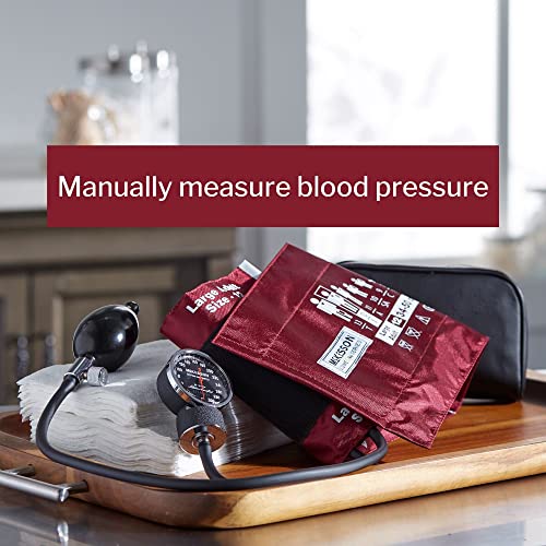 McKesson Aneroid Sphygmomanometer β Manual Blood Pressure Cuff Monitor with Carrying Case, Cuff 34-50 cm, Burgundy, 1 Count