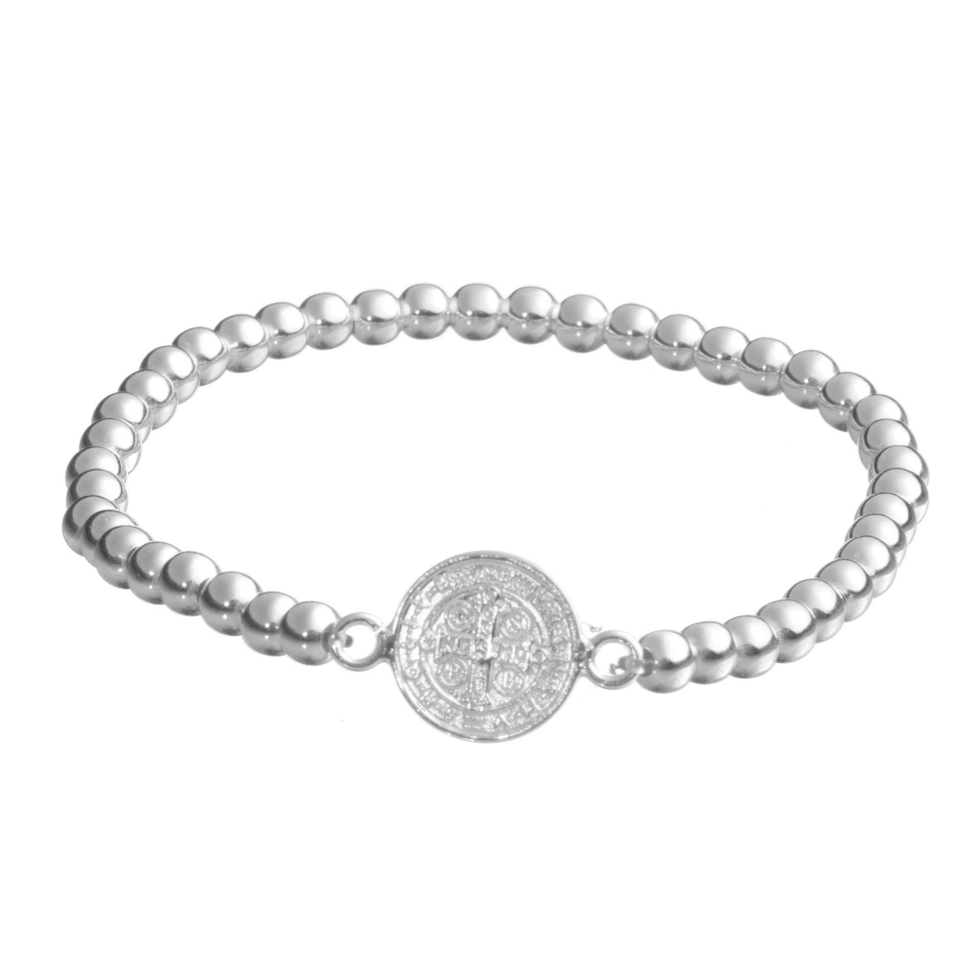 Prata, Joyería Mexicana Saint Benedict 925 sterling silver bracelet, medal of protection for our loved ones.