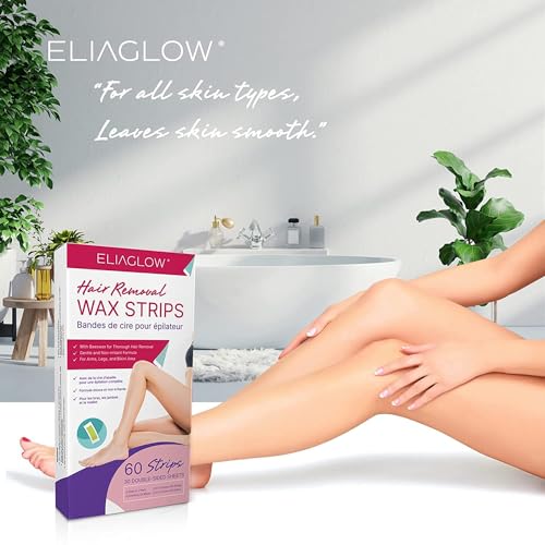 Wax Strips Hair Removal for Women: ELIAGLOW 40 Waxing Strips Dual Sides & 4 Calming Oil Wipes