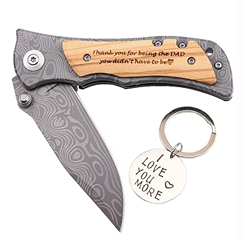 Stepdad Gift - Thank You for Being the Dad You Didnât Have to Be, Engraved Pocket Knife for Stepdad from Stepdaugheter Stepson, Gifts for Stepdad Birthday Christmas from Daughter, Stepdad Fathers Day