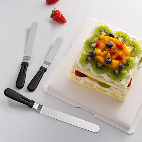 TACGEA Icing Spatula, Offset Spatula for Cake Decorating, Baking, Angled Frosting Spatula with 6, 8 10 inch Stainless Steel Blade, Set of 3