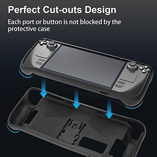 Tangaroa Steam Deck Case with Kickstand Steamdeck Case Accessories, Adjustable Protective Case for Steam Deck Protector, TPU Soft Cover - Shock-Absorption, Non-Slip, Anti-Scratch, Ergonomically