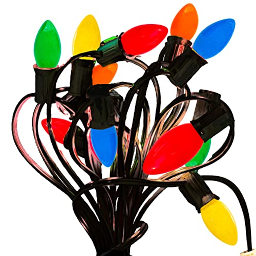 Multi-Color Christmas Lights Solid Color Ceramic Flashing Twinkle Bulbs C9 E17 Indoor Outdoor
