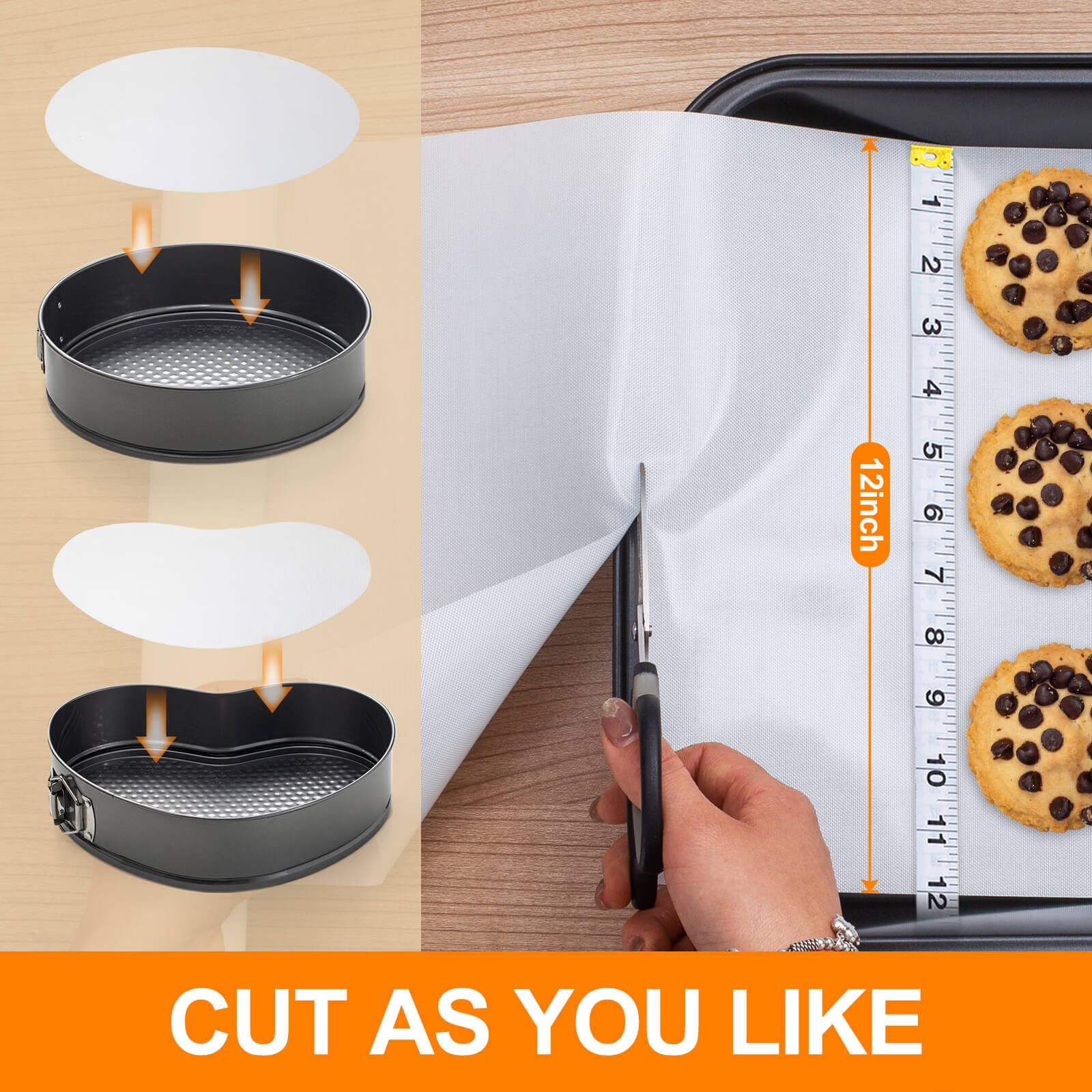 Silicone Baking Mat Roll -12IN x 10FT Non Stick Heat Resistant Food Grade Baking Mats, No Slip Reusable Freeze Dryer Mat,Pastry Mat,Countertop Protector Mat, Washable Oil-Proof Refrigerator Liners