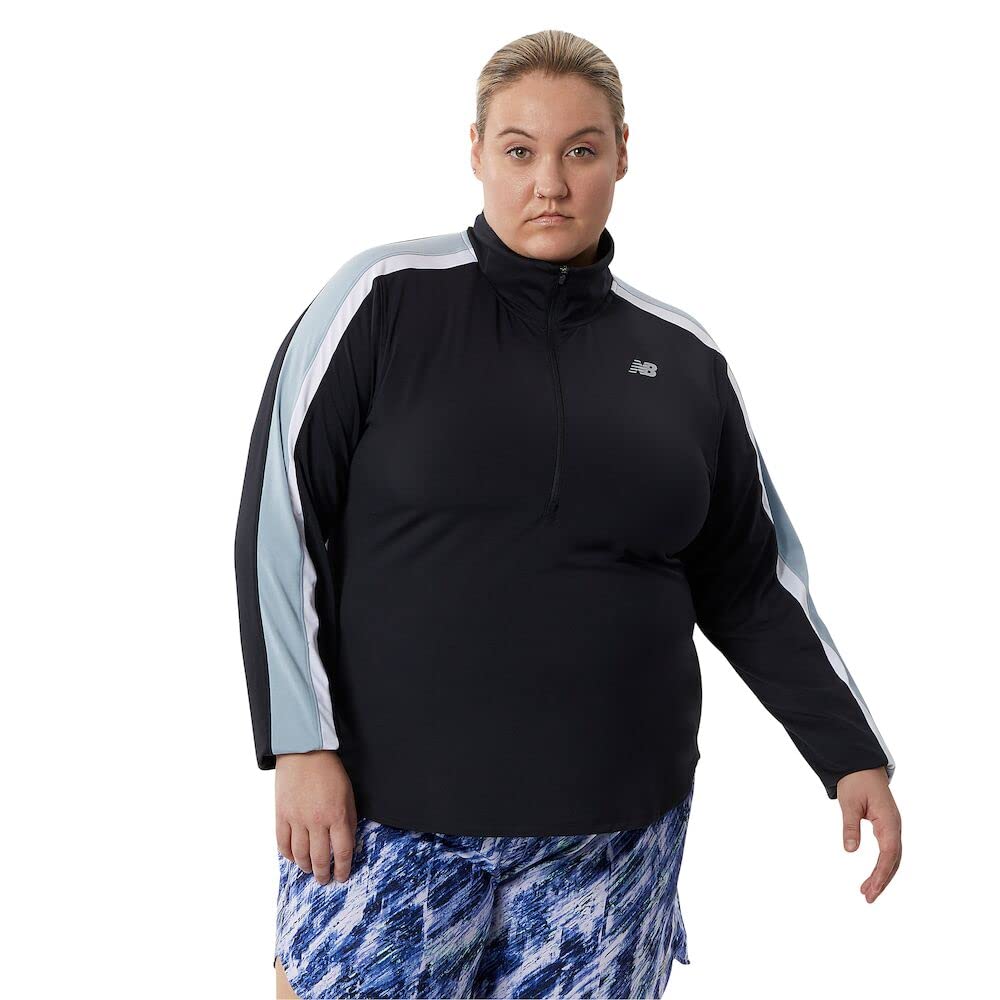 New Balance womens Accelerate Half Zip Shirt, Black, Small US