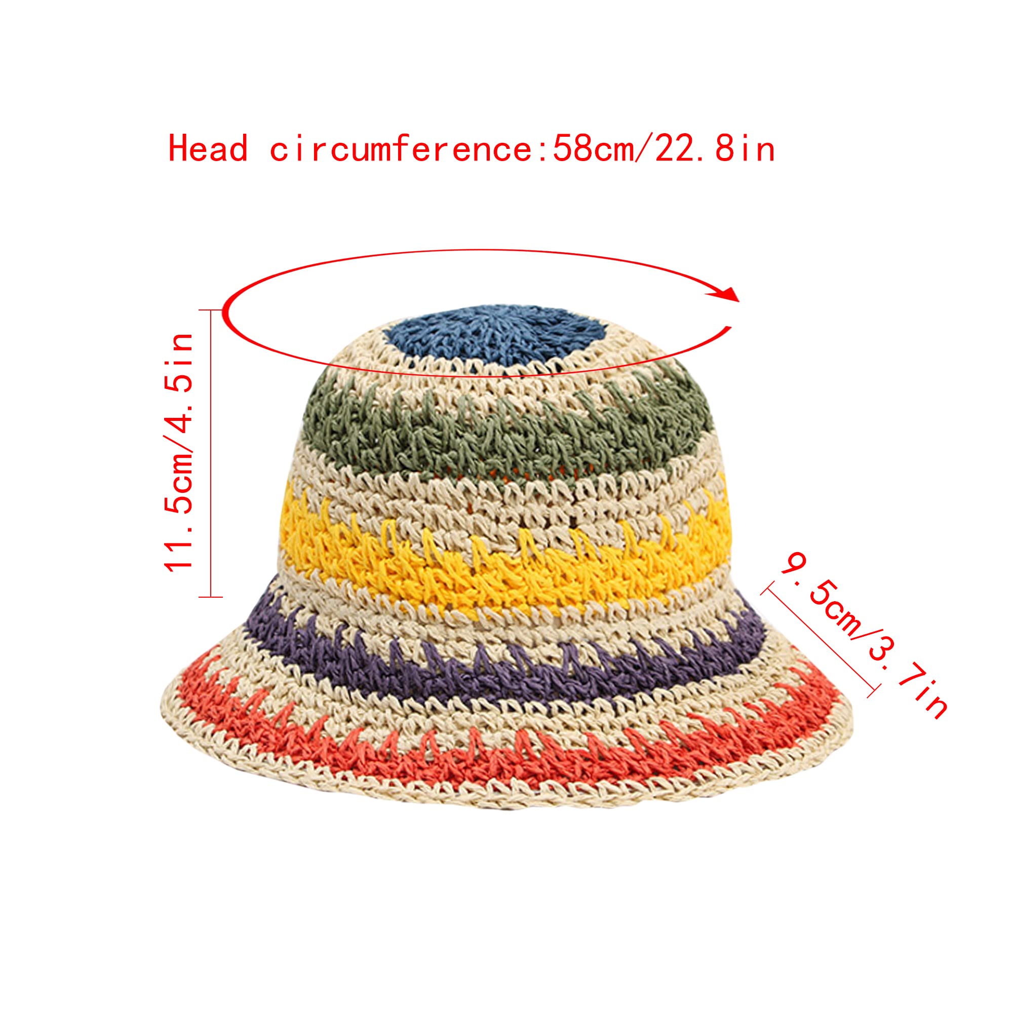 Minache Foldable Wide Brim Colorful Crochet Straw Hat Outdoor Sun Visor Hat UPF 50+ Summer for Women Girl, Creamy White