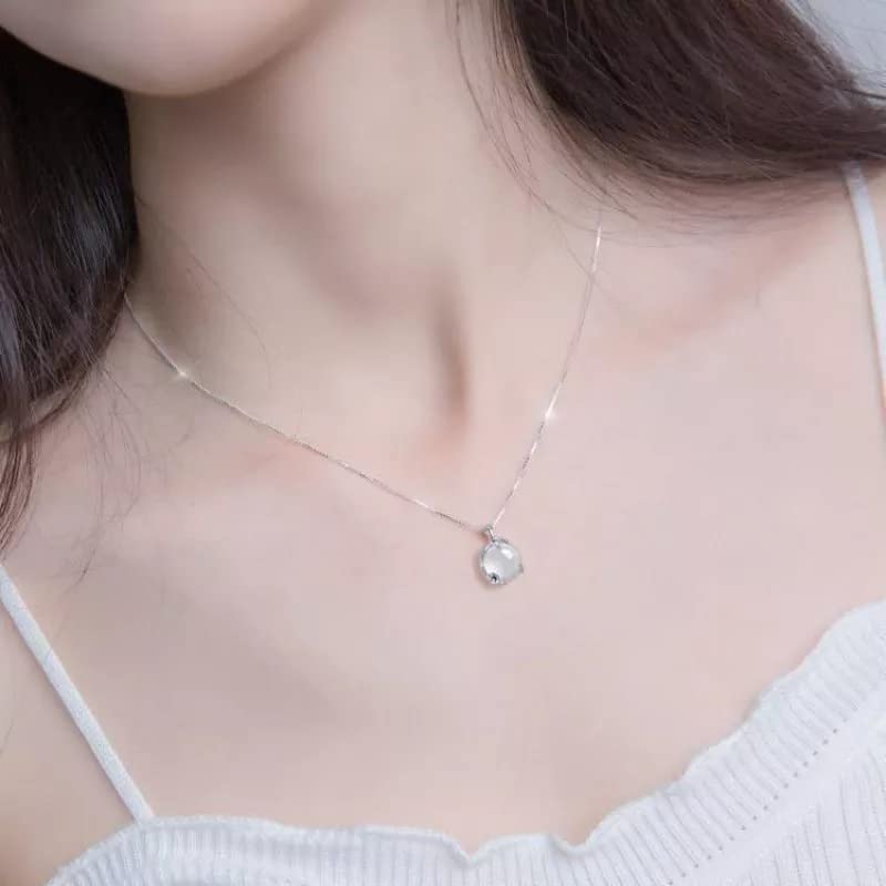Simple sterling moon stone necklace