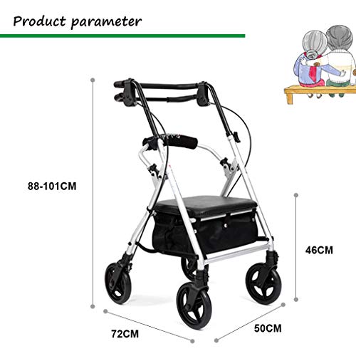 Walker,Lightweight Walkers with Brake, Seniors Aluminum Rollator Walker with Seat, Basket and Wheels, Adjustable Height, Backrest Outdoor,Supports 220 lbs