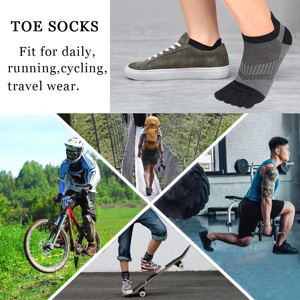 Meaiguo Men's Toe Socks Cotton Five Finger Socks Low Cut Athletic Socks for Running