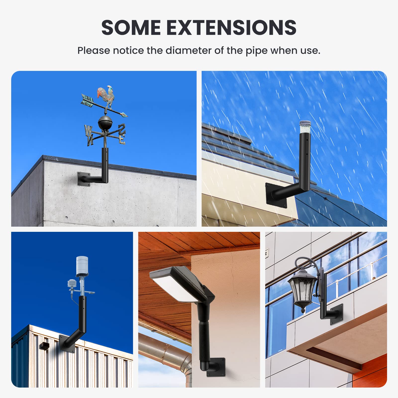 Ueevii Universal Wireless Bridge Bracket Mount/3.8cm Diam Wall-Mounted Mount/Sturdy and Durable/Wildly Used on Outdoor Wireless Bridge,Access Point and Other Scenarios/2-Pack