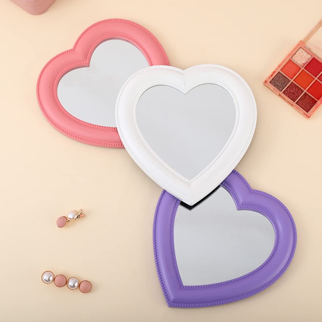 VumSyme Vanity Mirror, Makeup Mirror Vanity Mirror Desk Cosmetic Mirror Heart Shape Mirror for Women Ladies Girls Pink Makeup Mirror Desk Mirror