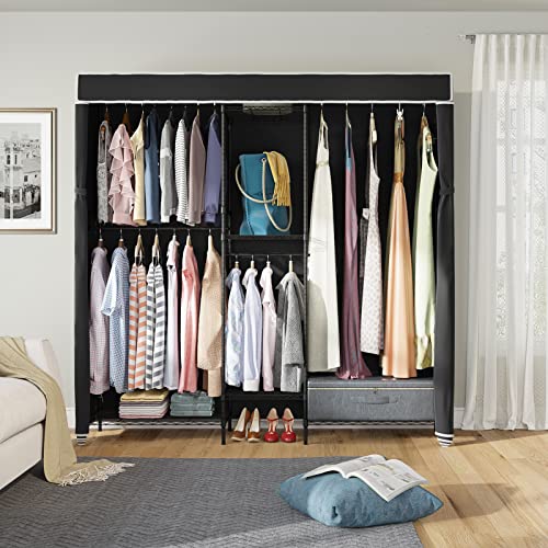 VIPEK Garment Rack Cover for V6, Large Size Dustproof Clothes Cover Oxford Fabric Clothing Rack Covers with Zipper, 75.6" L X 18.5" W X 75.2" H, Black