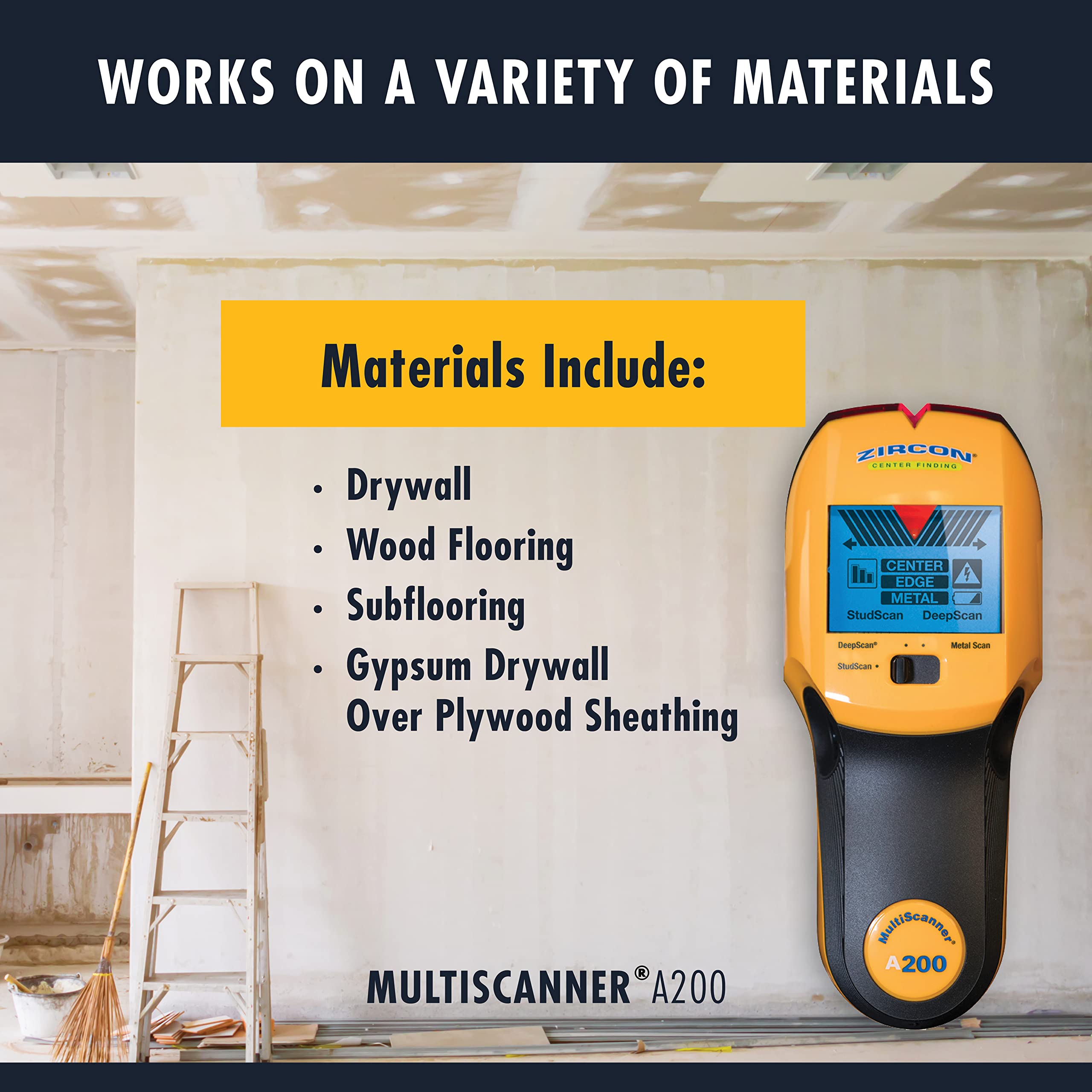 Zircon Multiscanner A200 Electronic Wall Scanner / Metal Detector/ Live AC Wire Detection With SpotLite Pointer