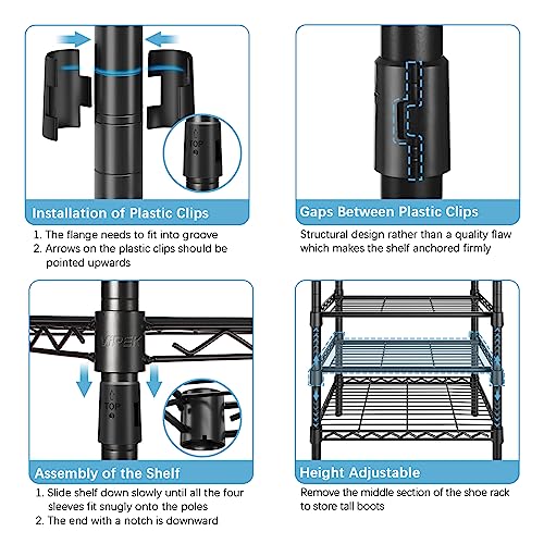 VIPEK S3 Heavy Duty Garment Rack Free Standing Clothes Rack Closet Storage Organizer Large Wardrobe with 6-Tier Shoe Rack, Hanging Rod, Adjustable Shelf, 68.9" L x 15.7" W x 76.4" H, Black