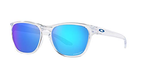 Oakley Men's Oo9479 Manorburn Square Sunglasses, Polished Clear/Prizm Sapphire, 56 mm