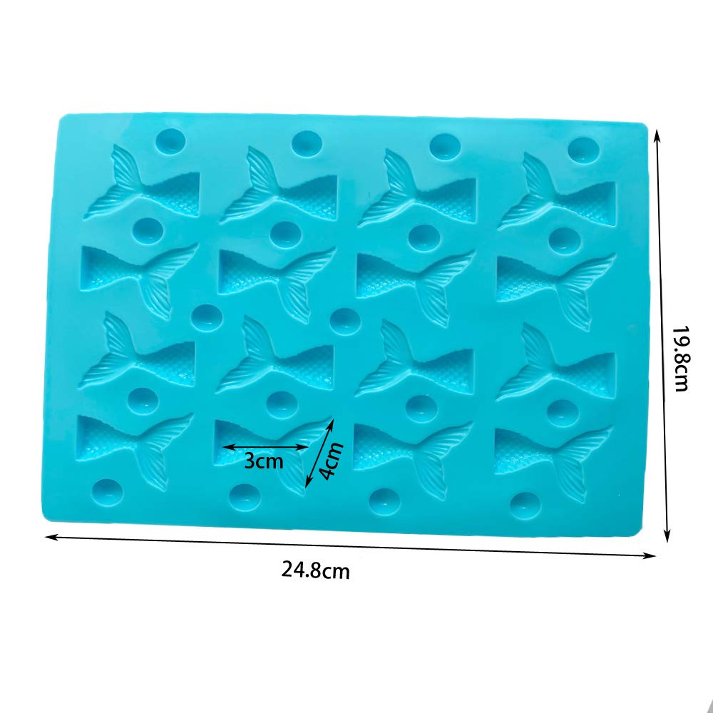 Seashell Silicone Fondant Mold Mermaid Tail Mold for Sea Creatures Beach Theme Wedding Birthday Party Cake Decoration Cupcake Topper (Set of 2)